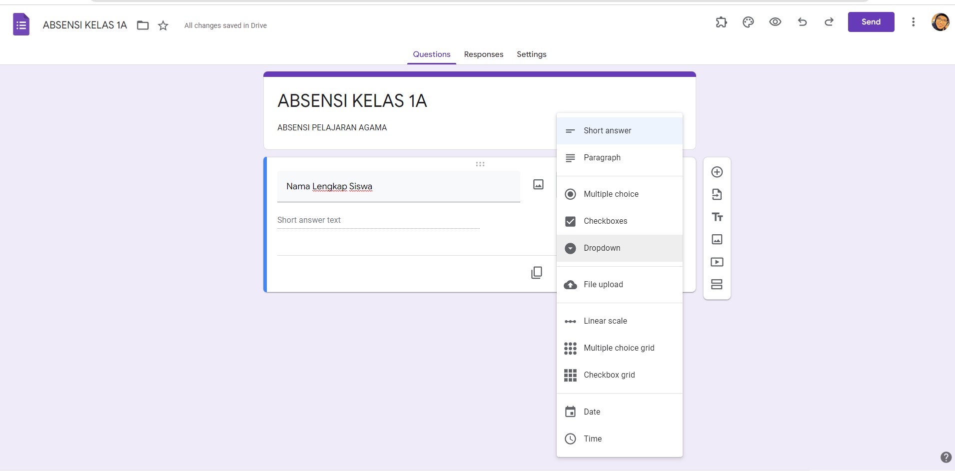 Tutorial Membuat Google Form Untuk Absensi Siswa